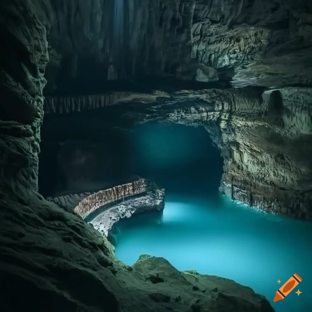 View of an underground lake on Craiyon