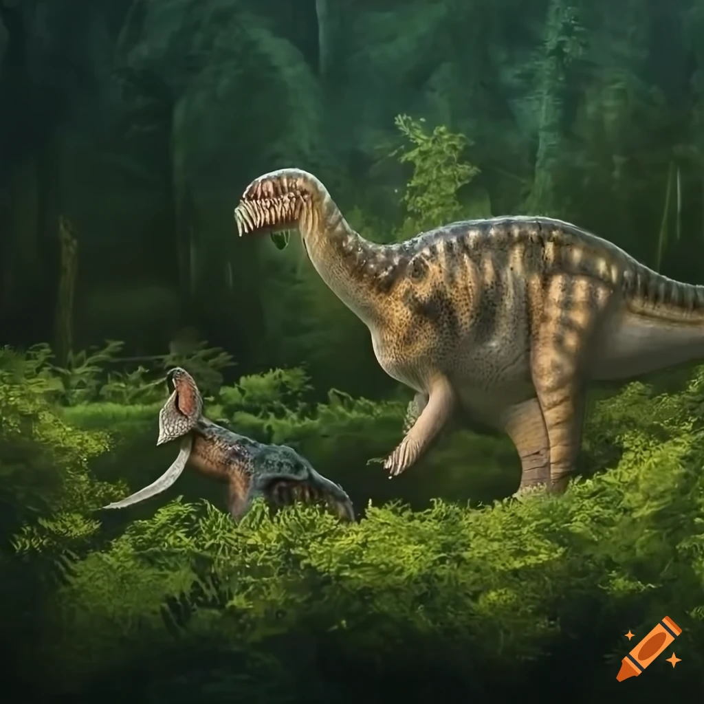 Paleoart of three hadrosaurus dinosaurs in a prehistoric landscape on ...