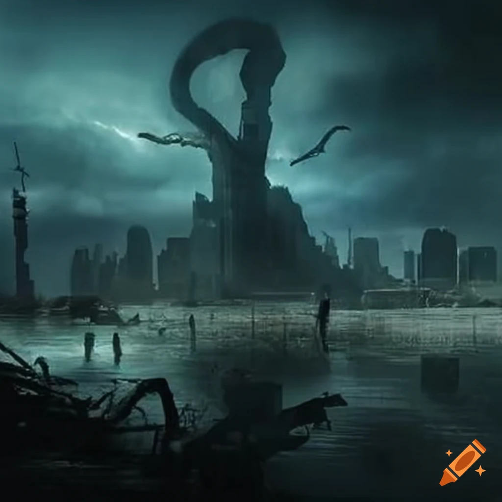 Apocalyptic scene of aliens invading houston on Craiyon