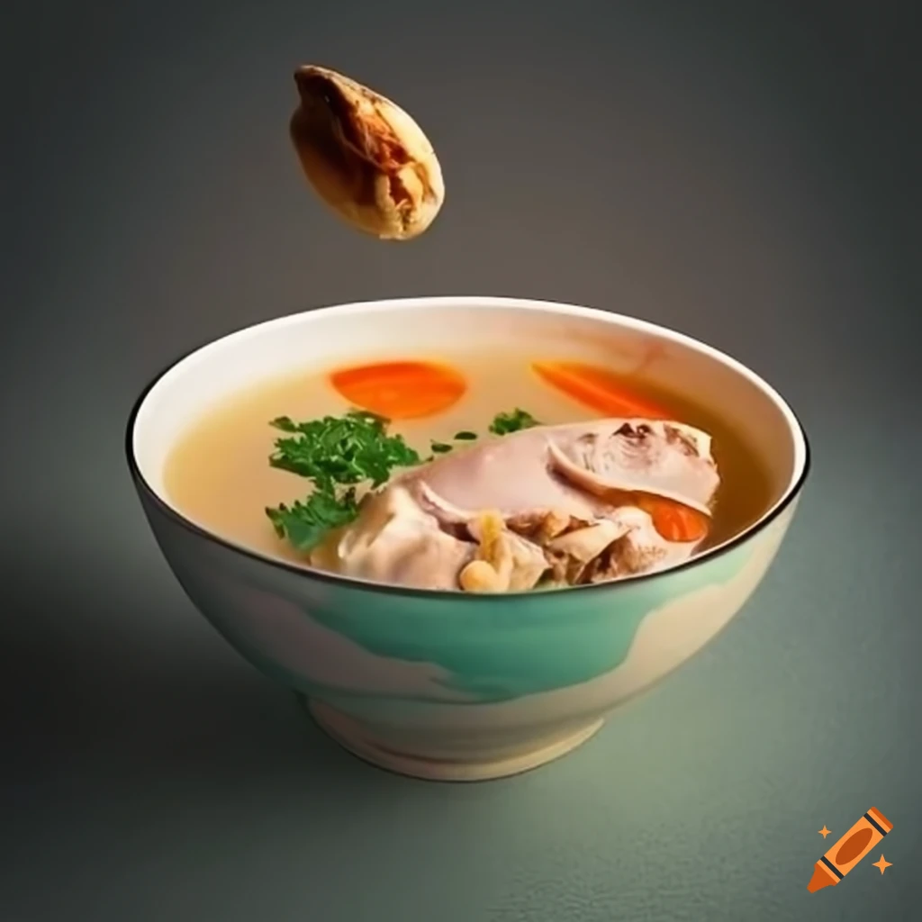 Picasso-style giant bowl of chicken soup on Craiyon