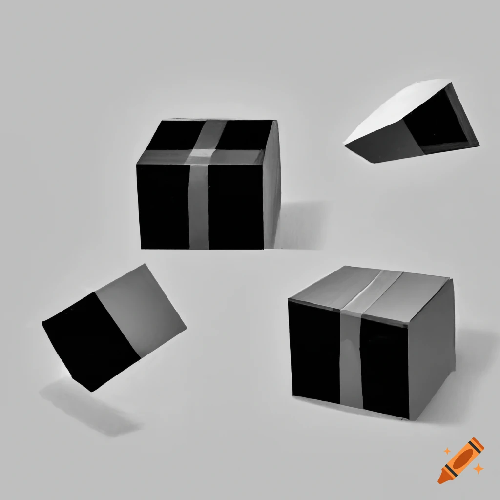 Creative still life arrangement of parallel boxes on Craiyon