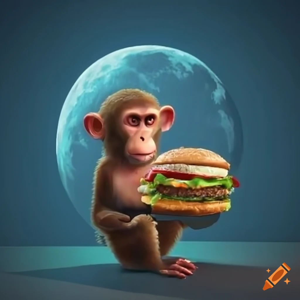 Baby baboon holding a spoon on the moon on Craiyon