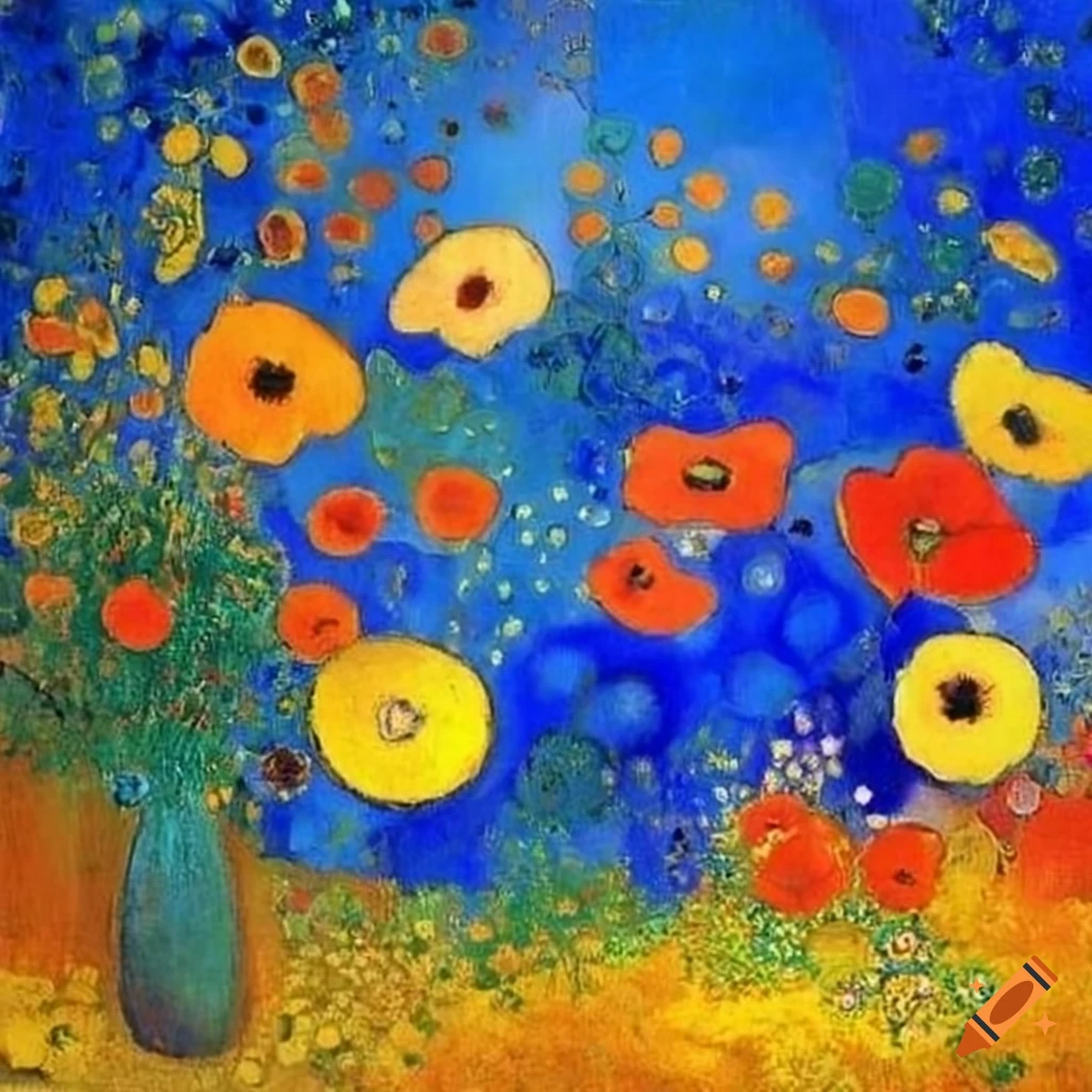 Abstract spring flora painting by gustav klimt on a white background on ...