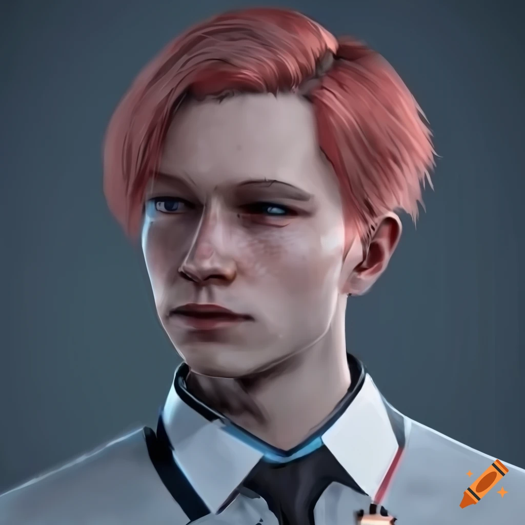 Character with wavy red hair from Detroit: Become Human on Craiyon