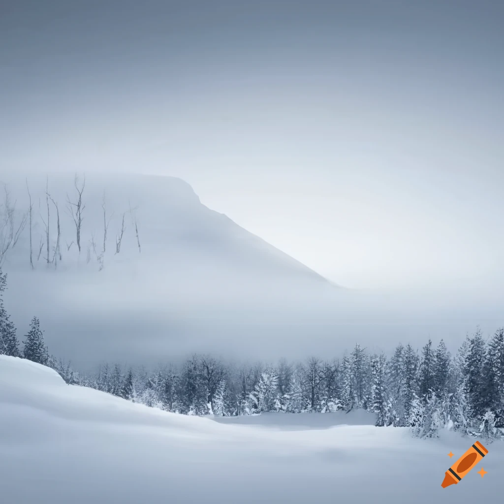 Grey snowy landscape on Craiyon