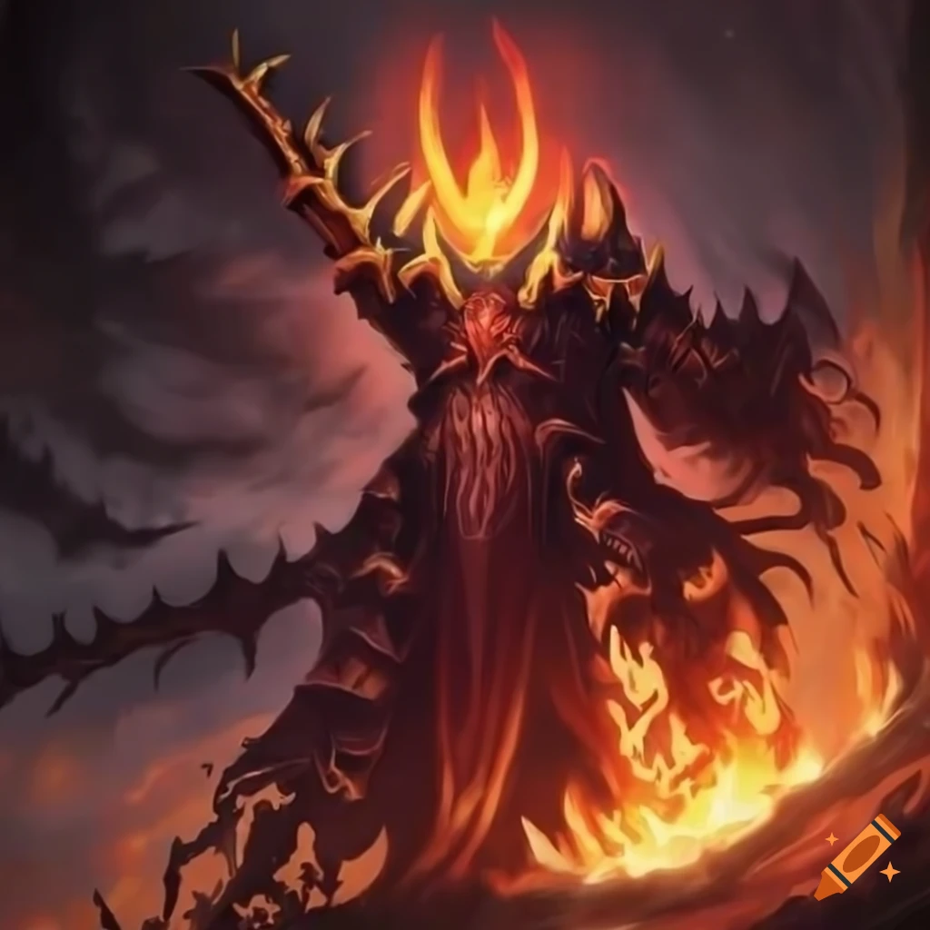 Silhouette of lord vorgrothr engulfed in flames on Craiyon