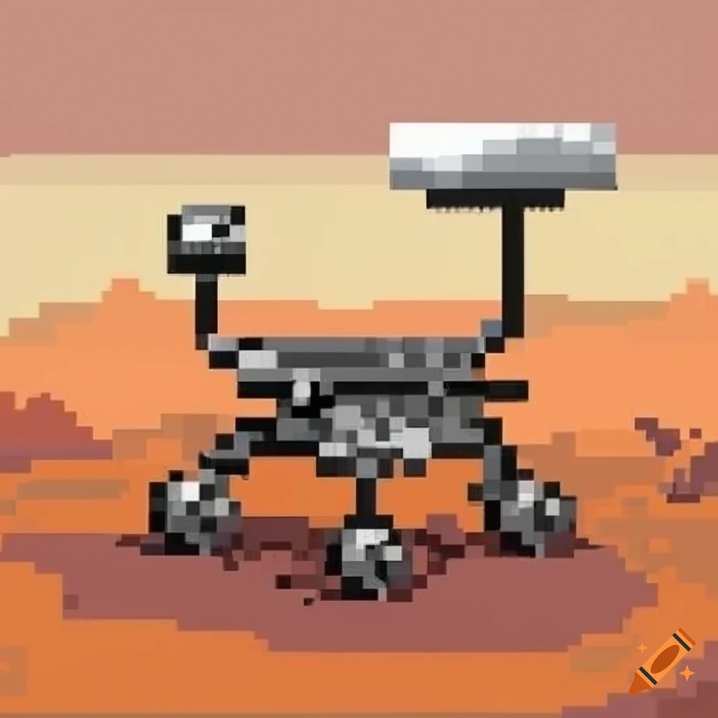 Pixel art of a mars rover on Craiyon