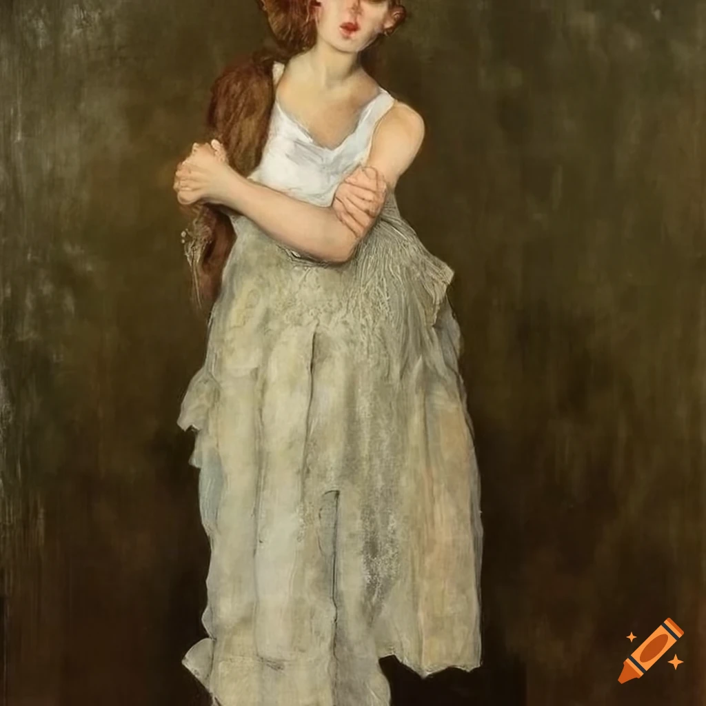 Painting of sad young ladies by gustav klimt on Craiyon