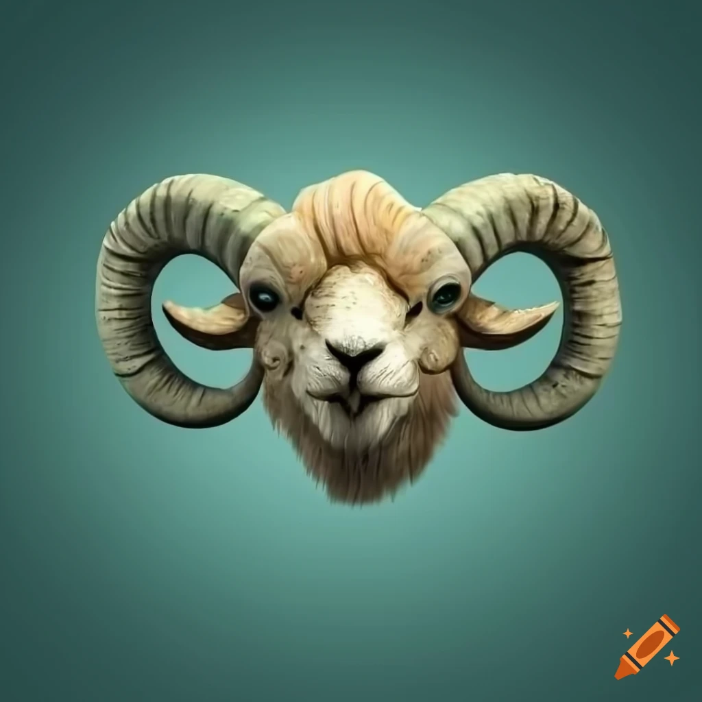 Cartoon depiction of a standing ram with large horns on Craiyon