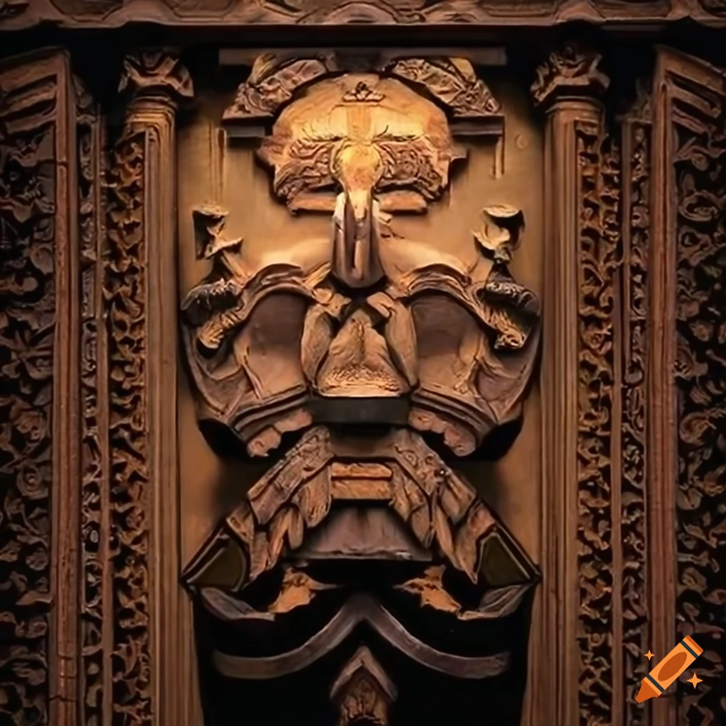 Rustic temple interior in a winter setting on Craiyon