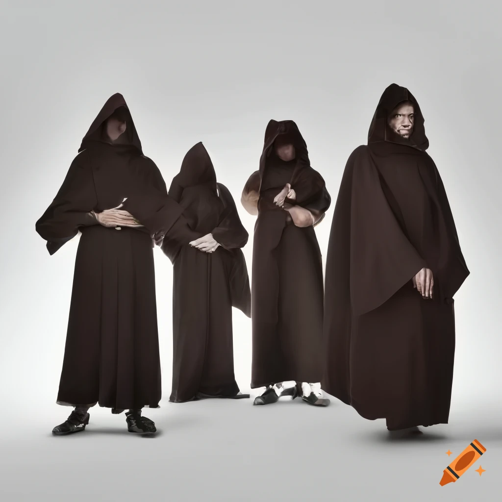 Group of mysterious men with capes and hoods on Craiyon