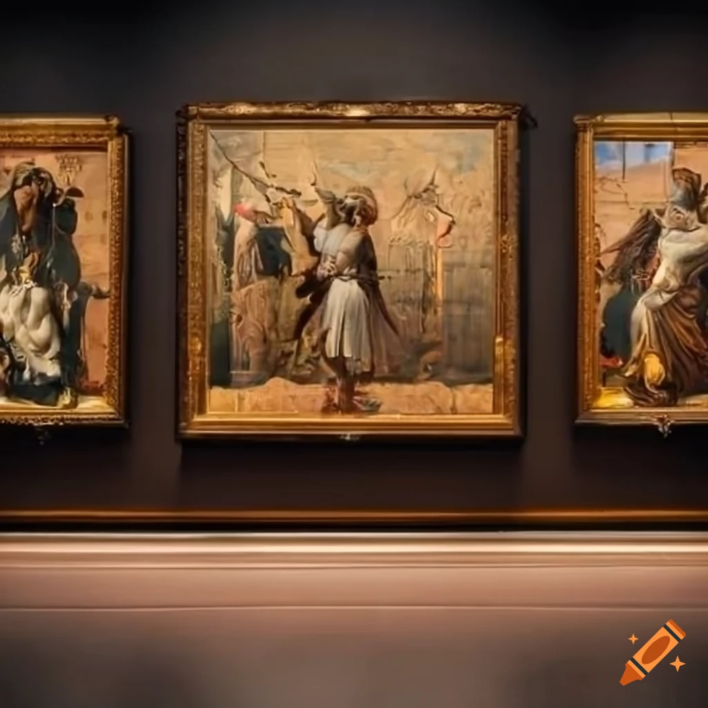 Art pieces displayed in a prestigious museum