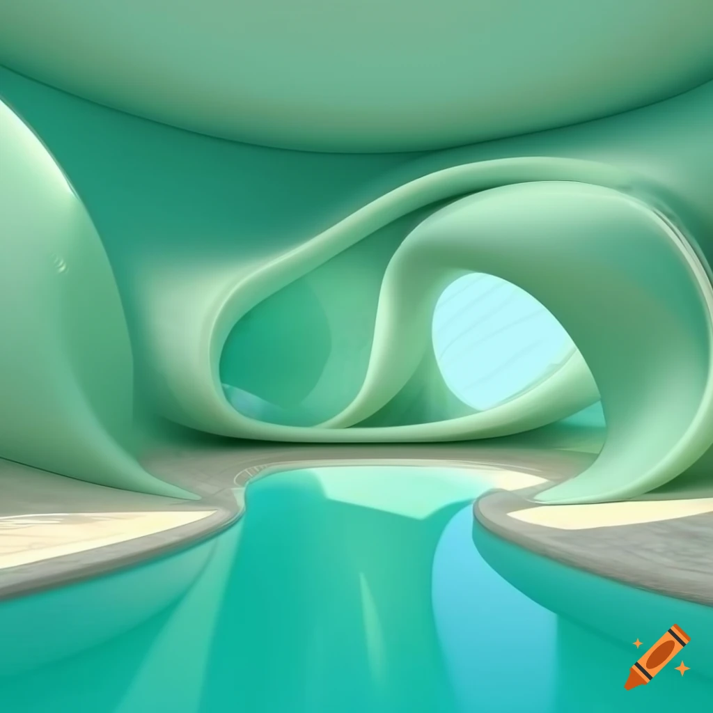 3D rendered surreal architecture living room on Craiyon