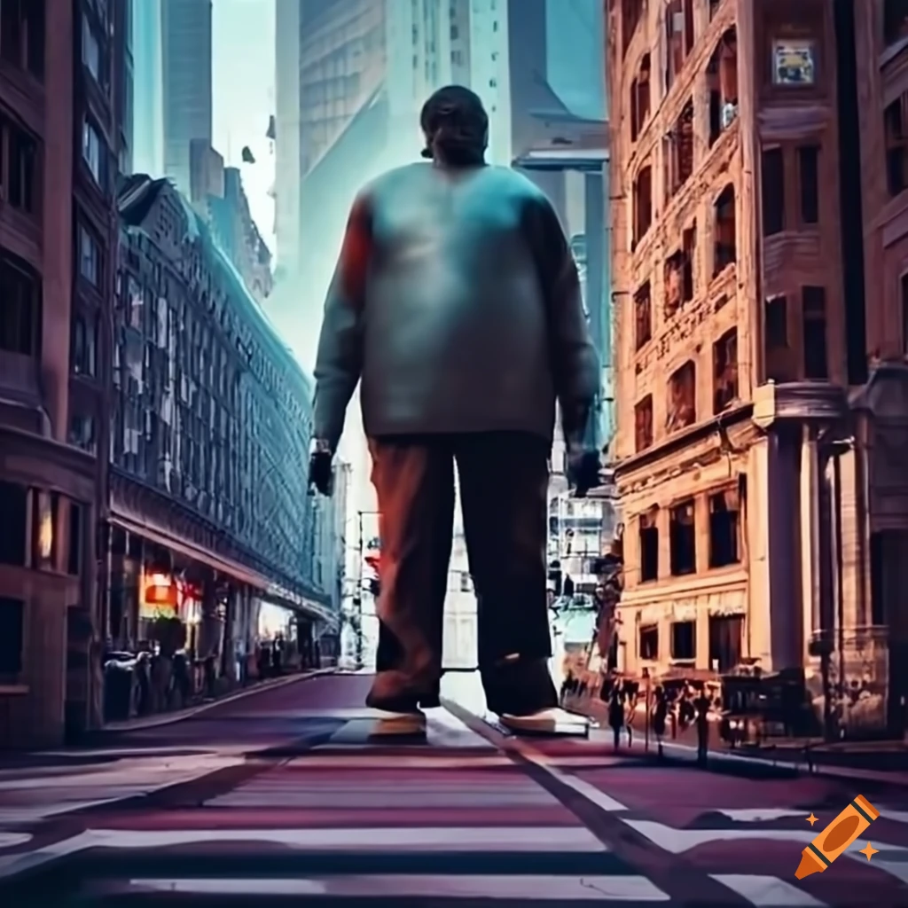 Image of a giant man in a city