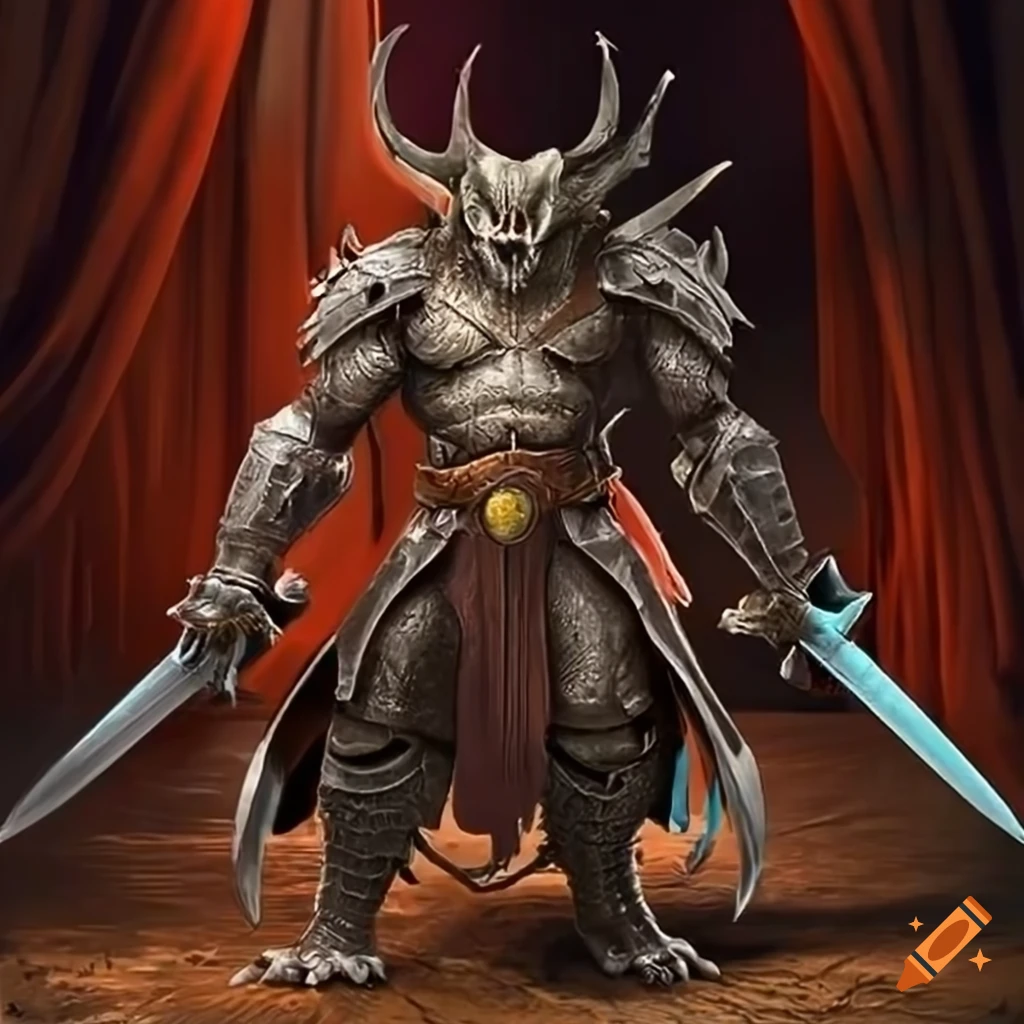 Brown armored knight gargoyle with a sword on Craiyon