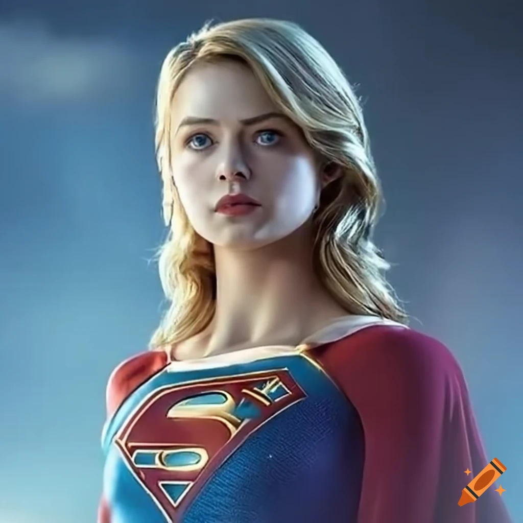 Supergirl with short hair in a white full body suit on Craiyon