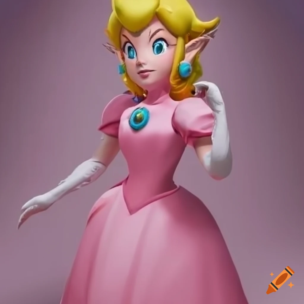 Princess peach and link in pink silk ballgowns on Craiyon