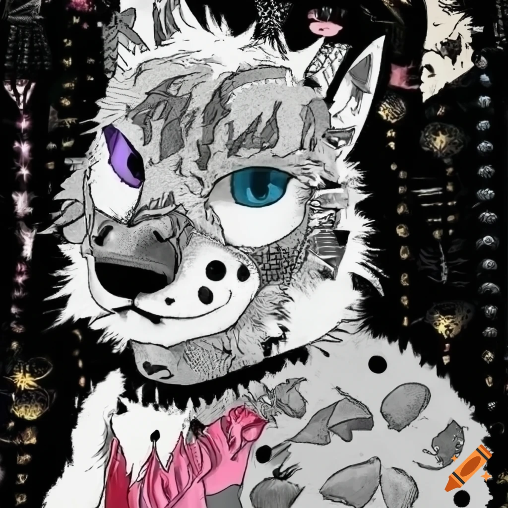 Collage artwork combining punk culture and furry aesthetics on Craiyon