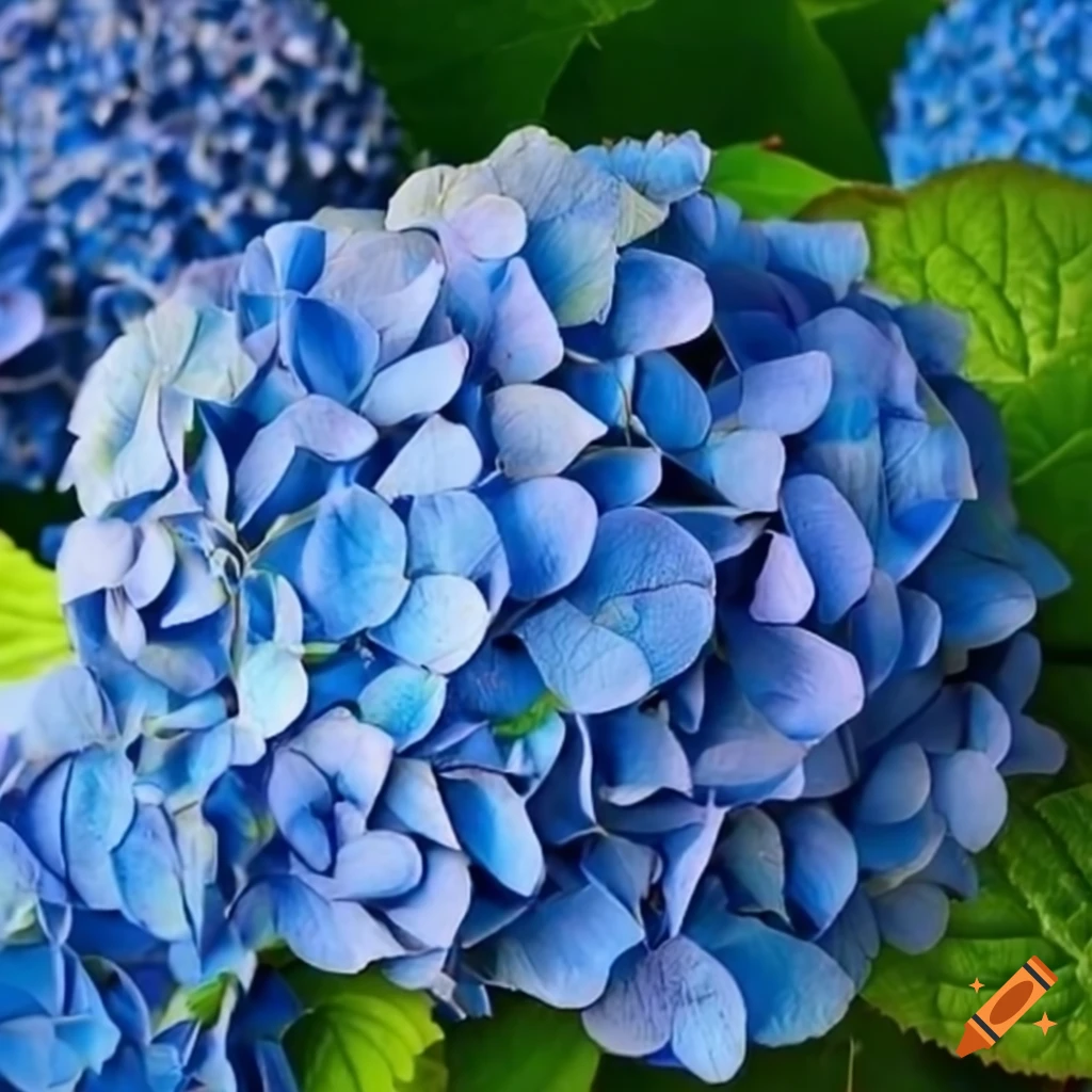 Blue hydrangeas in full bloom on Craiyon
