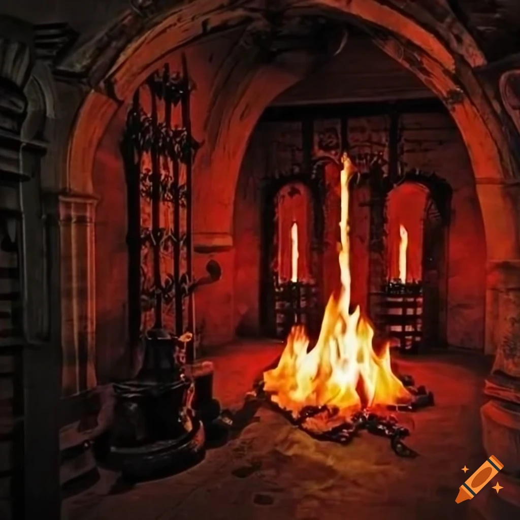 Dragon breathing fire into a castle with fleeing defenders on Craiyon