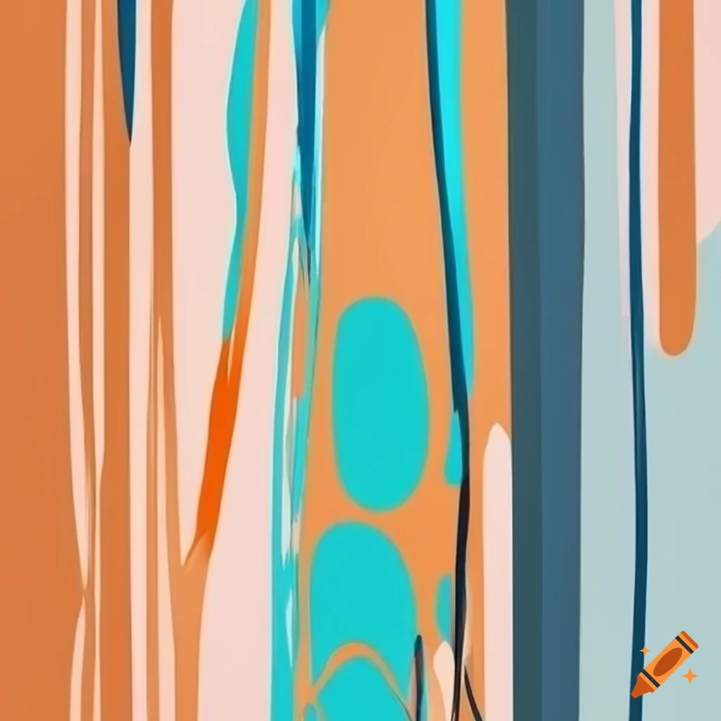 Modern abstract line artwork in 3 colors on Craiyon