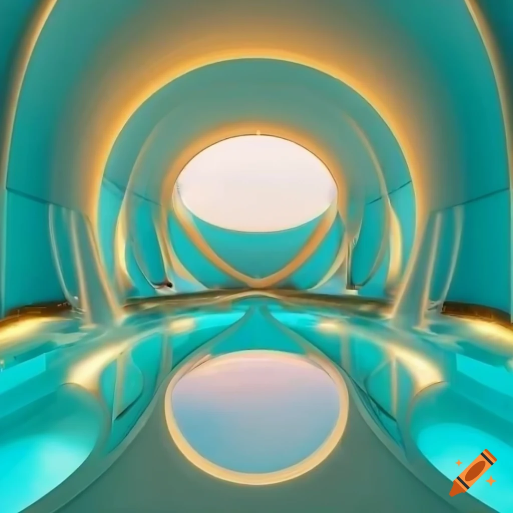 3d rendered architecture spa interior with pools and fountains