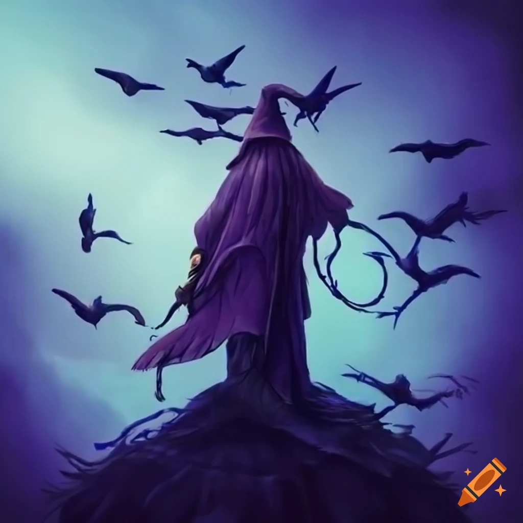 Image of a wizard with crows on Craiyon