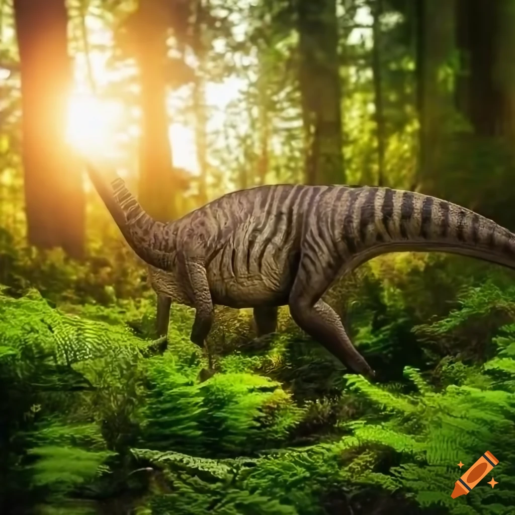 Colorful hadrosaurus dinosaur in natural forest environment on Craiyon