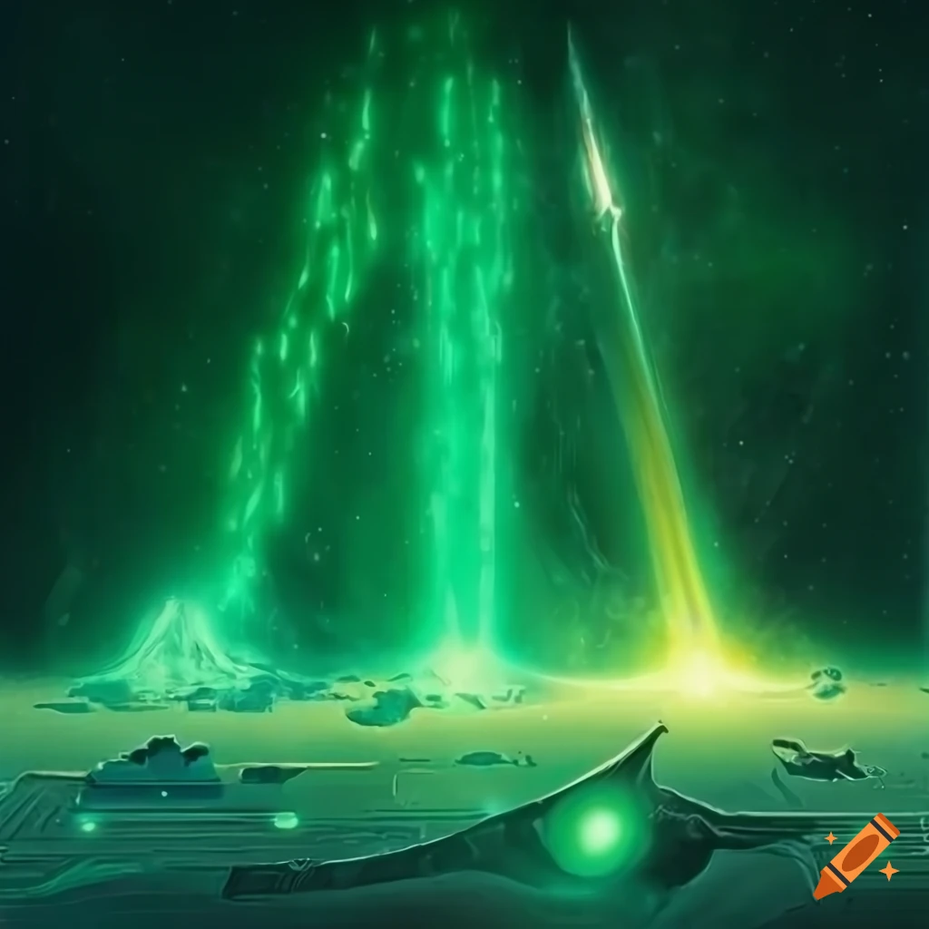 Retro sci-fi green laser art on Craiyon