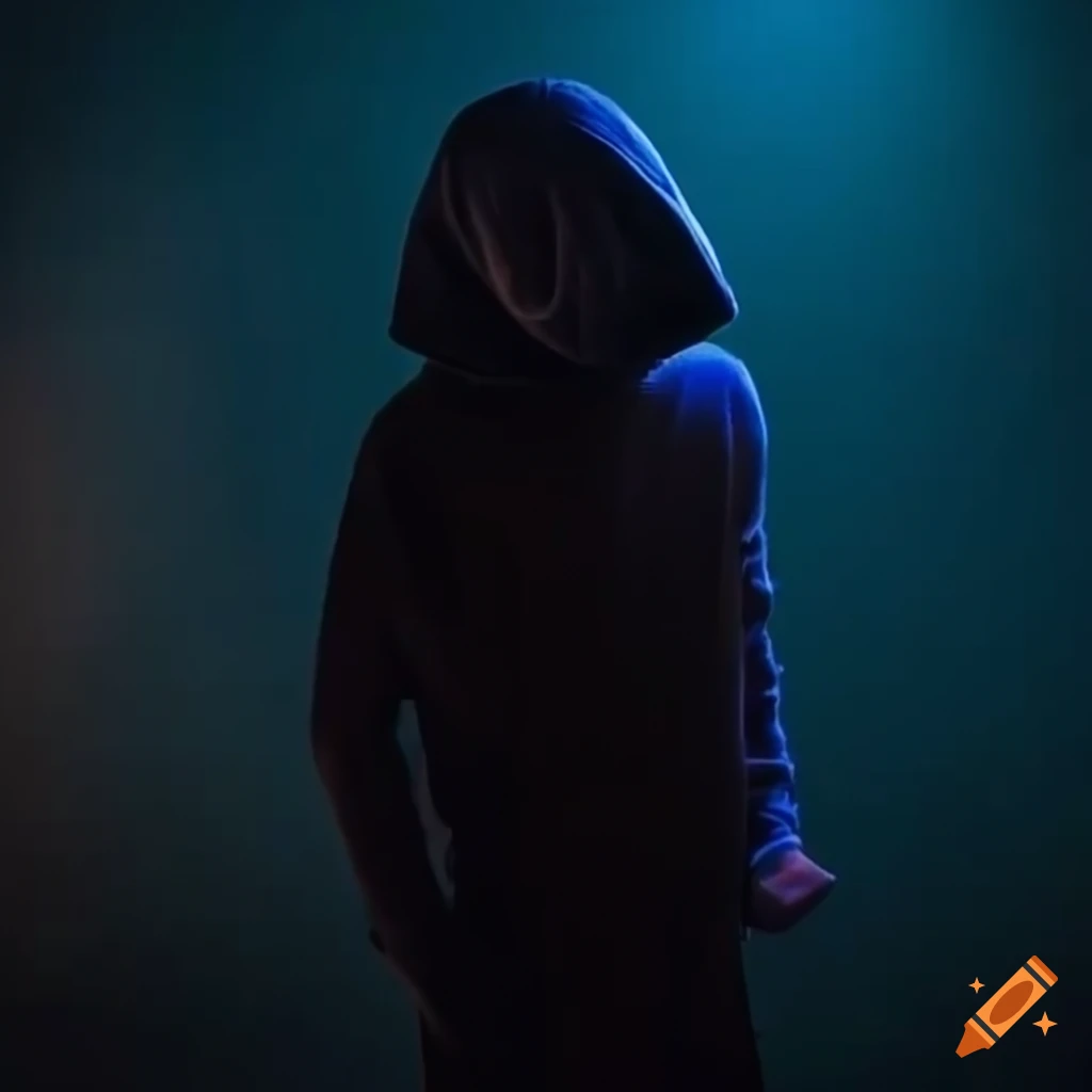 Girl in hood with side profile and close-up face in cinematic style on ...