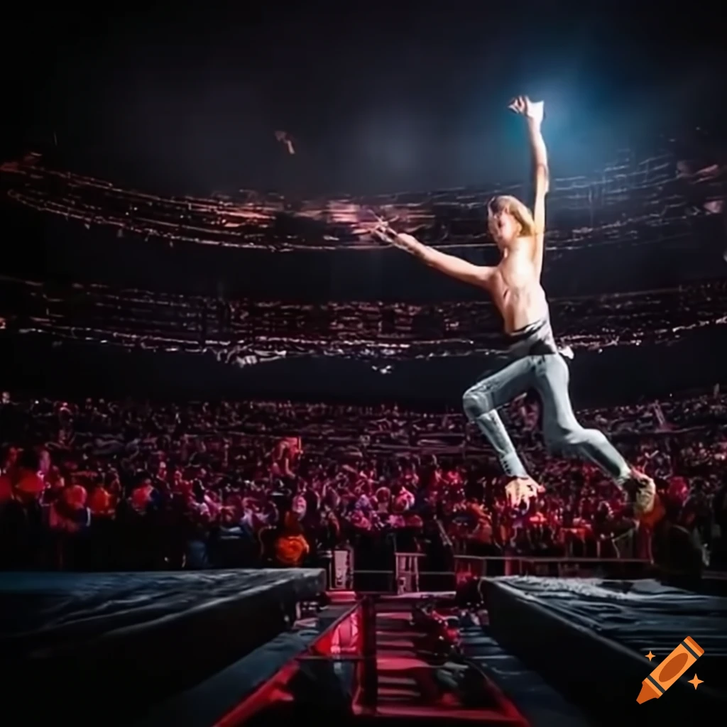 Van halen band member jumps during a concert on Craiyon