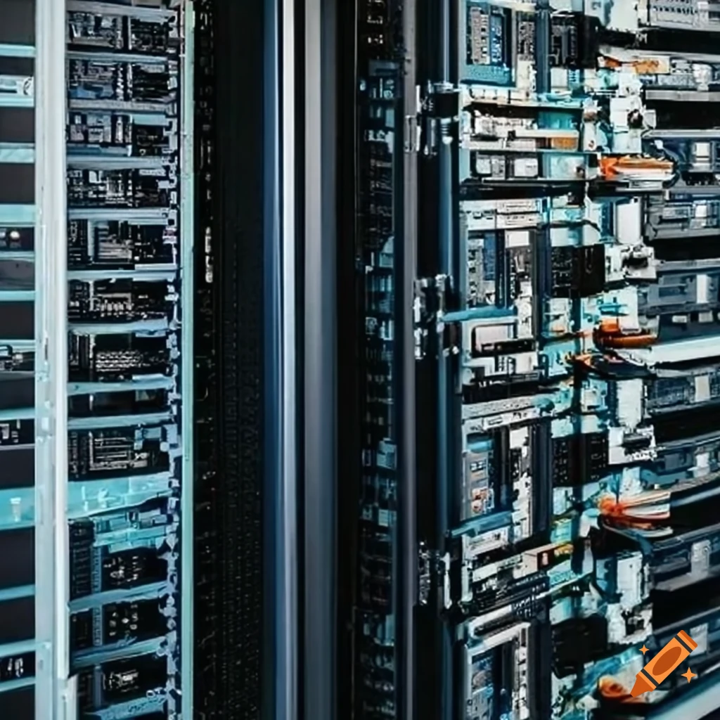 Data center server racks on Craiyon