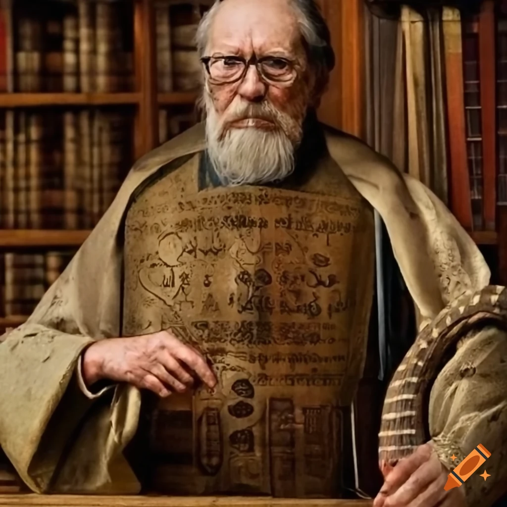 Image of an elderly man stealing a book