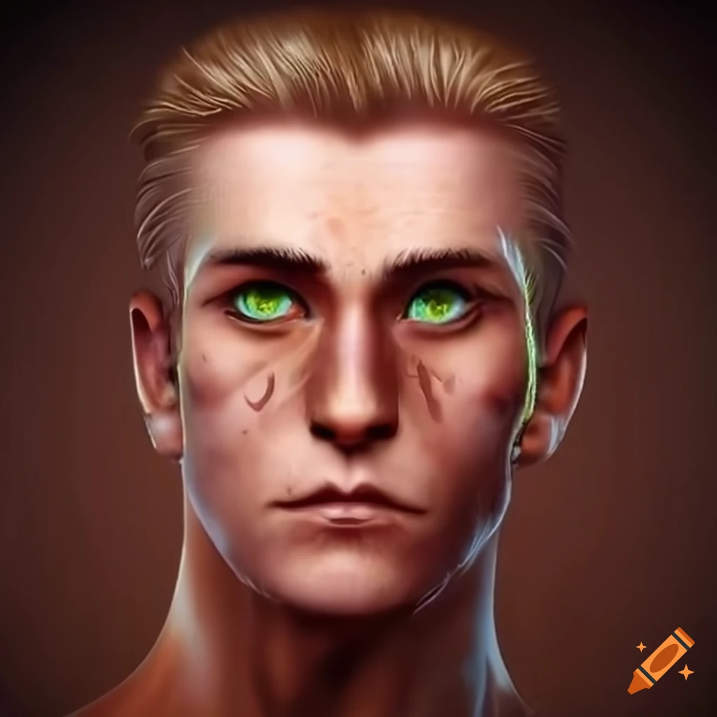 Portrait of a mysterious character with golden eyes on Craiyon