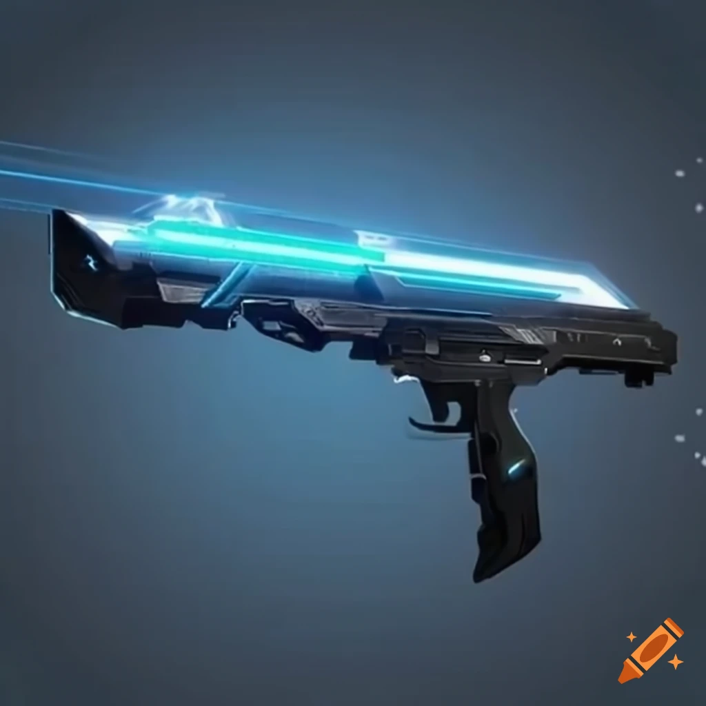 Futuristic cybernetic pistol in a technology setting on Craiyon