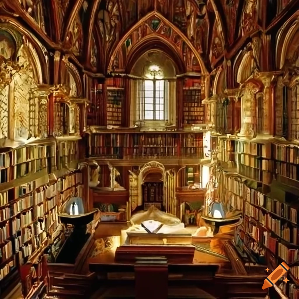 Image of a mysterious library in a remote cave on Craiyon