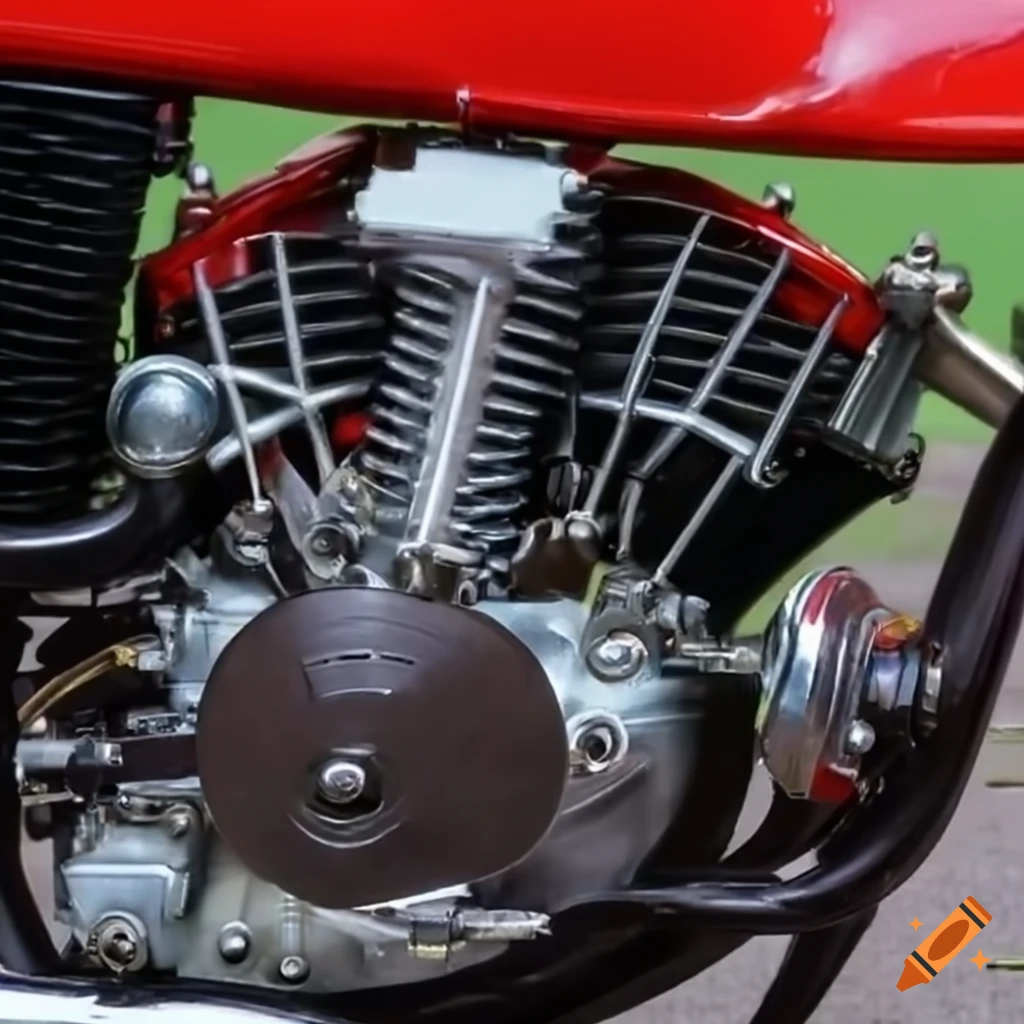 External view of a single cylinder motorbike engine on Craiyon