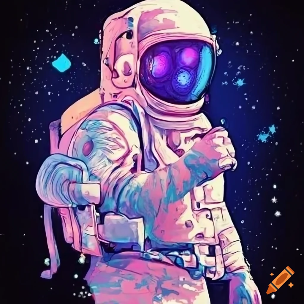 Pastel-colored portrait of an astronaut in space on Craiyon