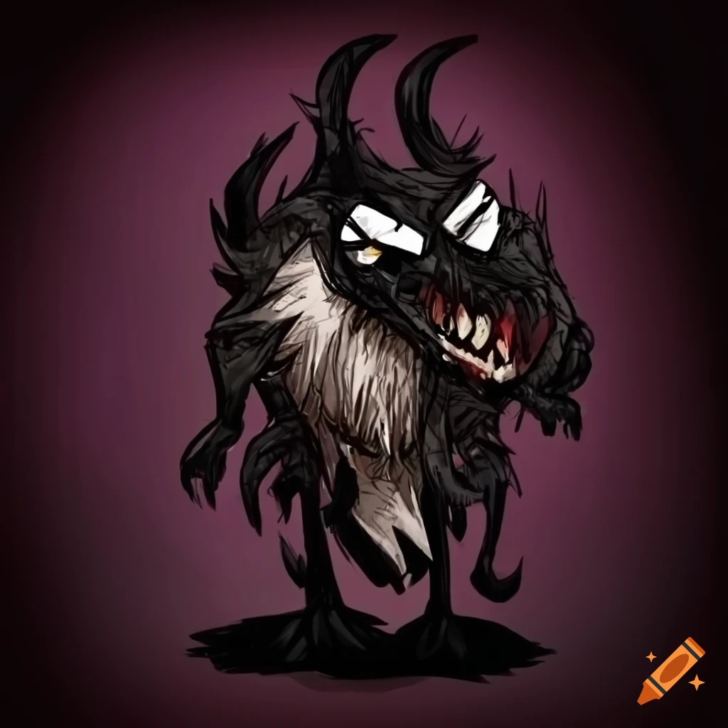 Illustration of a menacing monster with sharp teeth on Craiyon