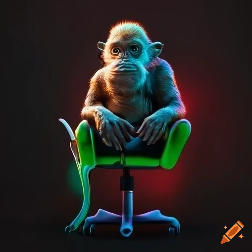 Monkey sitting in a gaming chair