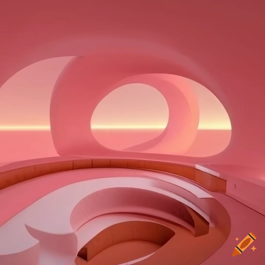 3d rendered spa interior with flowing curvy forms and shapes