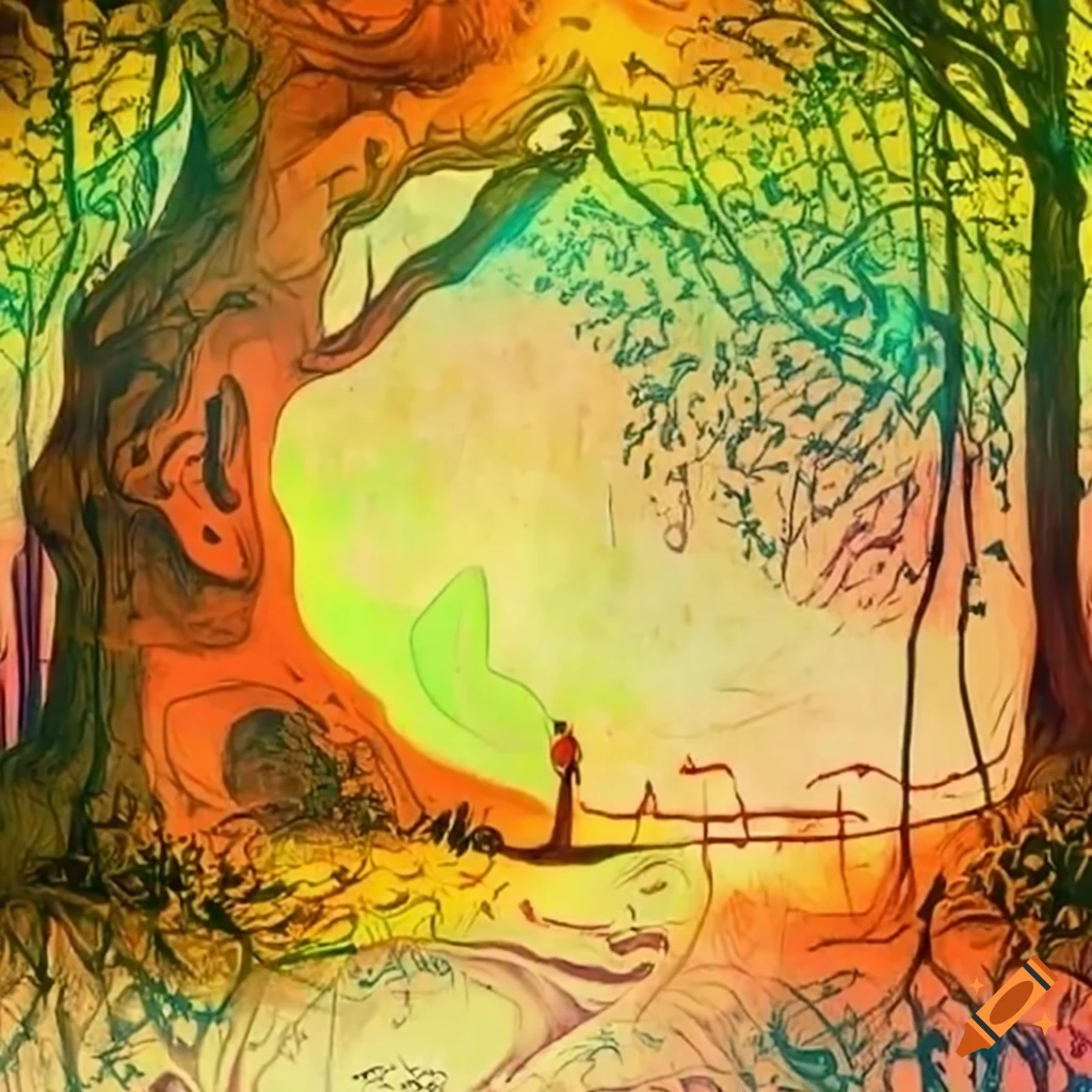 Close up of green tree with red keyhole in trunk on Craiyon