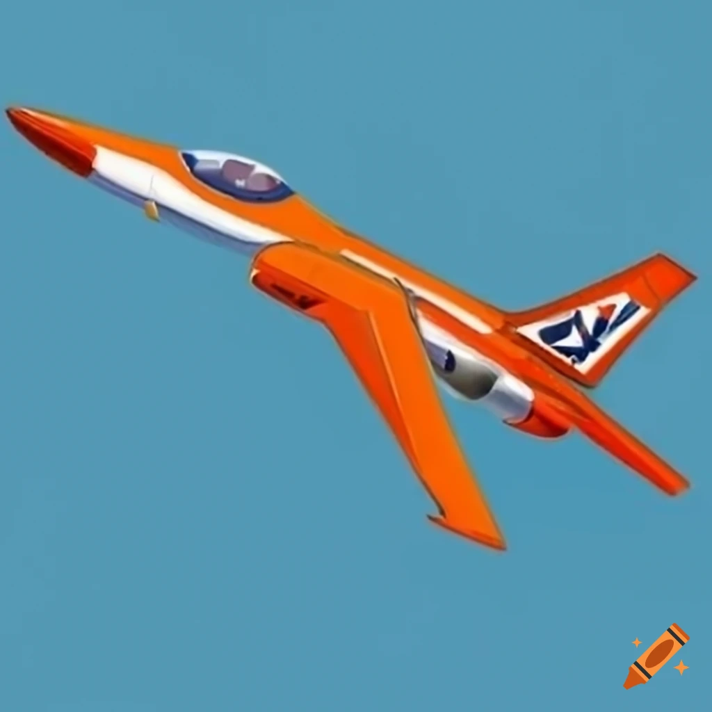 Orange and white t-45c jet with sky blue backgrounds