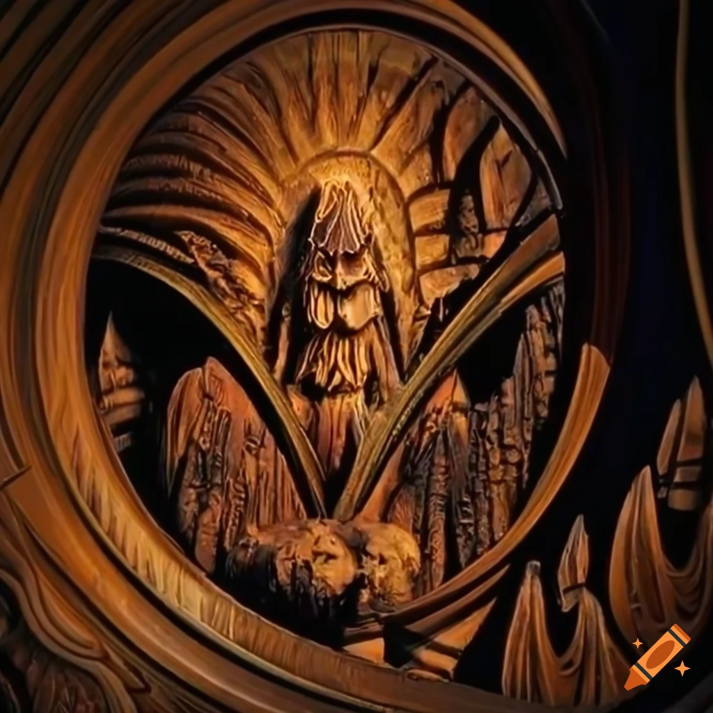 Detailed sculpture with 'lord of the rings' motif on Craiyon