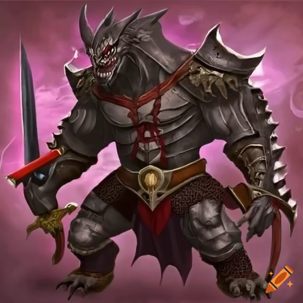 Sculpture of a brown-armored knight with sword on Craiyon