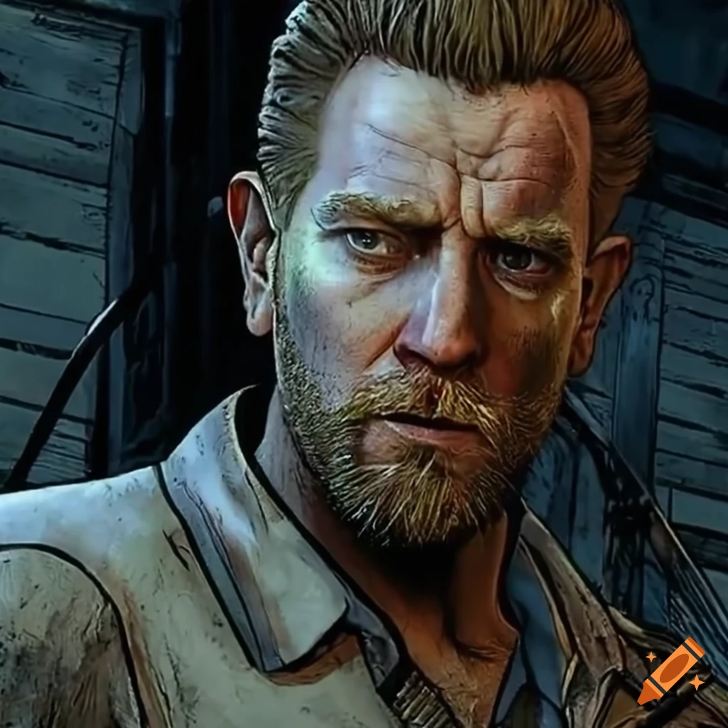 Ewan mcgregor as a survivor in the walking dead video game on Craiyon