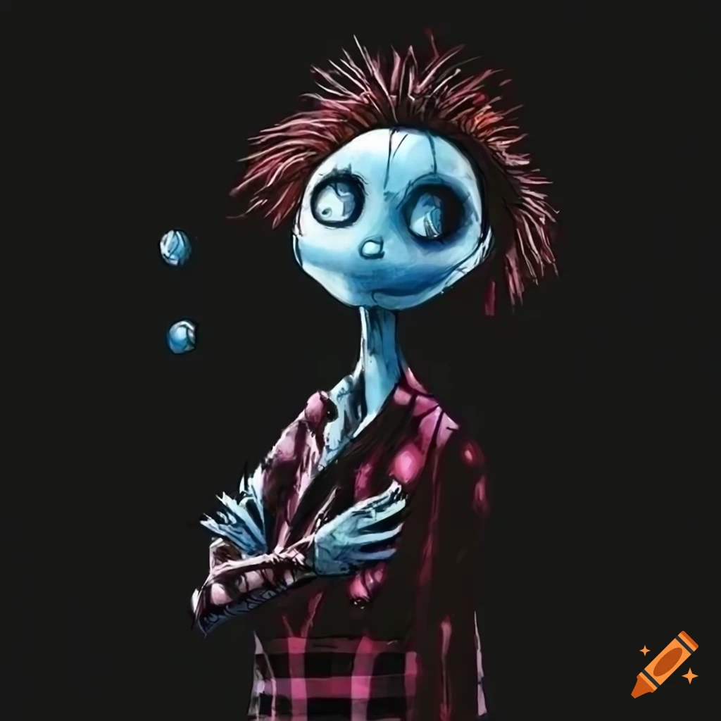 A cute birthday boy hat in tim burton's style sketch smile on Craiyon