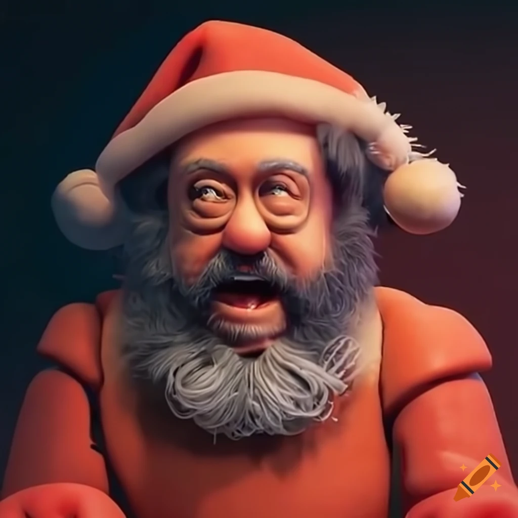 Stanley Kubrick as Santa Claus in claymation on Craiyon