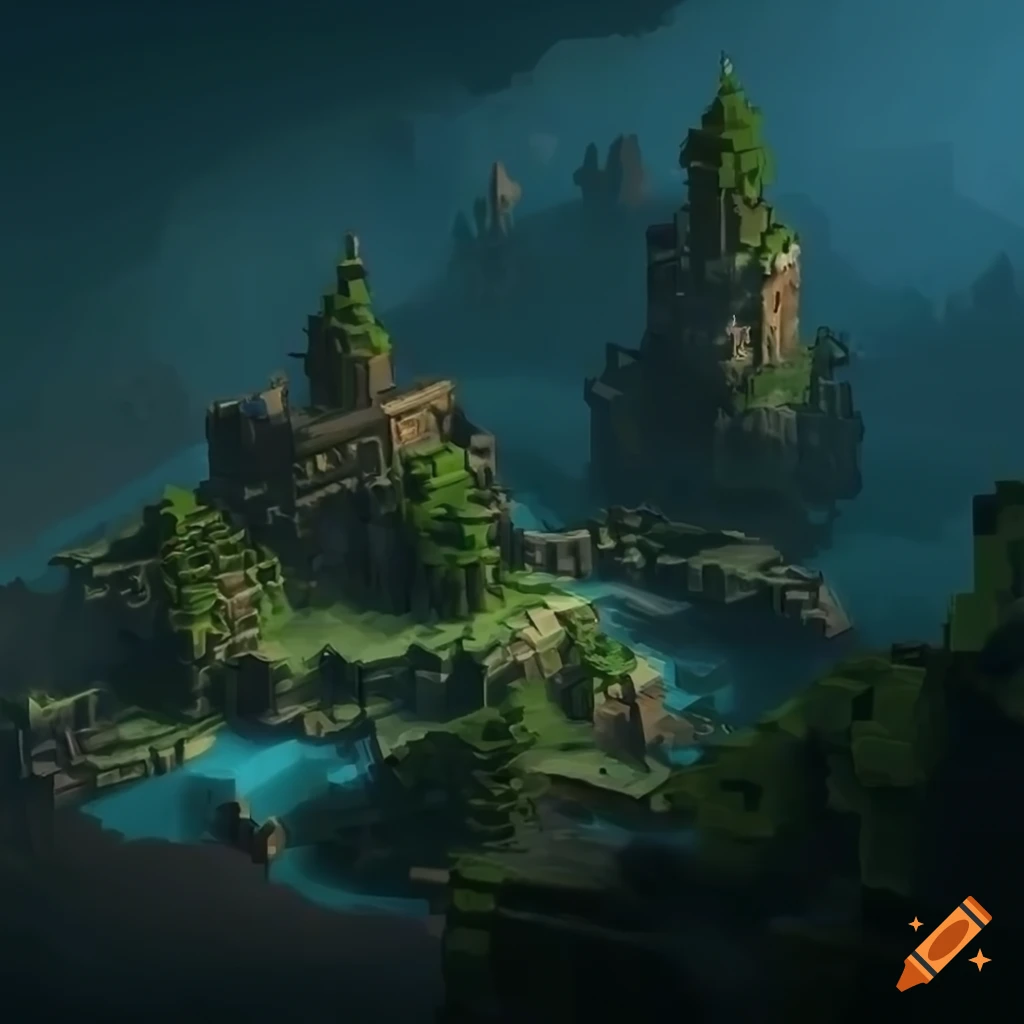 Intricate isometric concept art of outdoor nature terrain on Craiyon