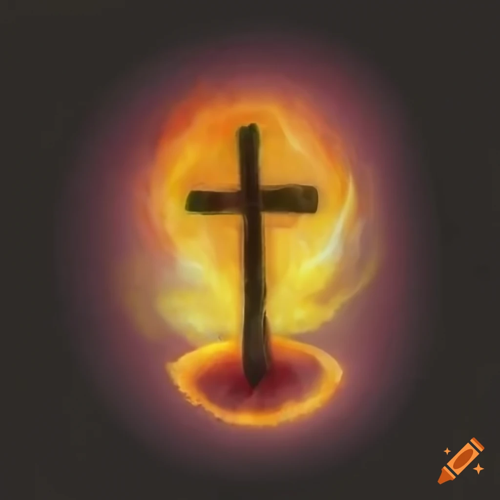 Symbol of a burning cross on dark background on Craiyon